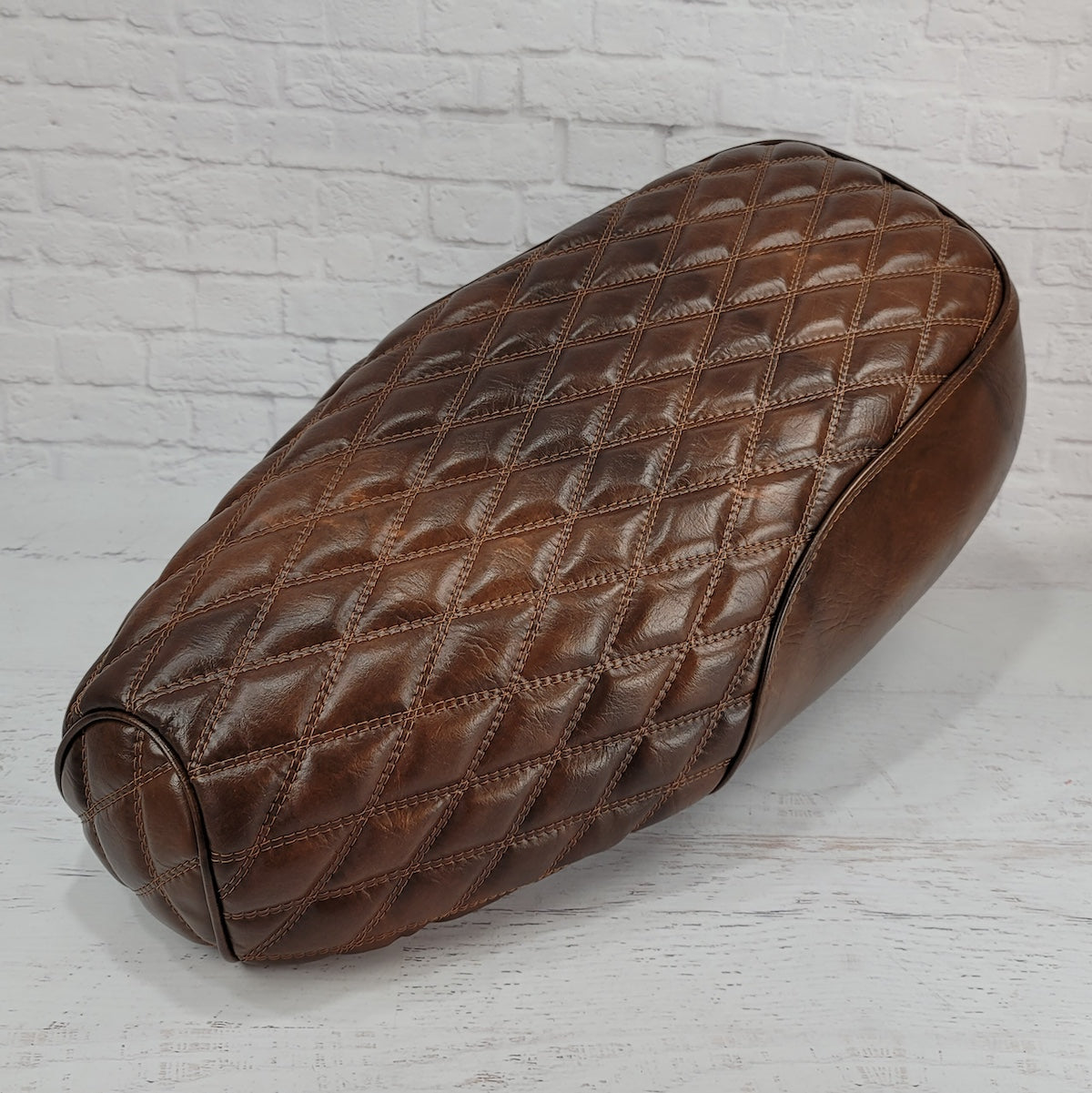 Genuine Buddy KICK Distressed Tobacco Diamond Seat Cover Handmade ...