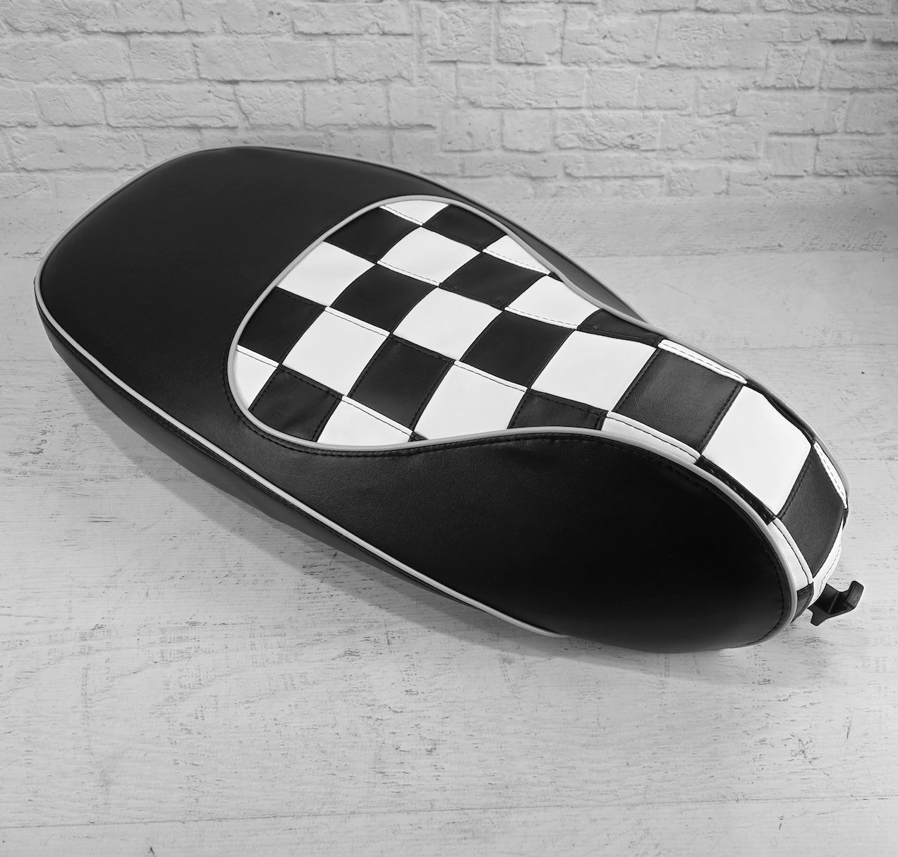 Vespa Sprint / Primavera Checker Seat Cover with Piping – Cheeky Seats ...